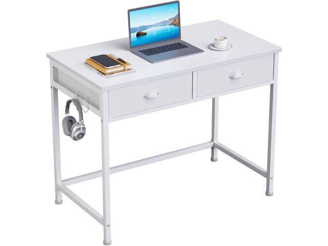 Click here for White Small Computer Desk with 2 Fabric Drawers  S... prices