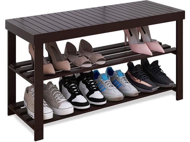 Click here for SMIBUY Sturdy Bamboo Shoe Rack Bench  3-Tier Shoe... prices