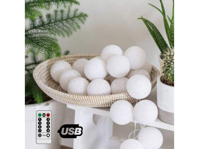 Click here for Cotton Ball String 24 LED Lights White Globe Fairy... prices