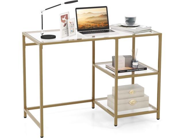 Click here for Tangkula Tempered Glass Computer Desk with 2-Tier... prices