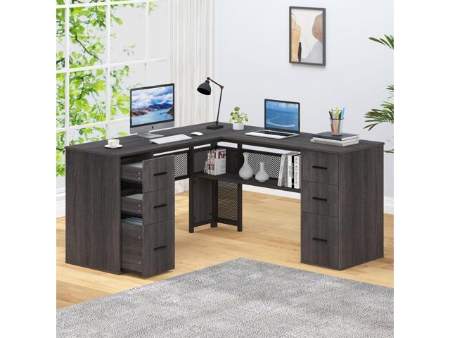 Click here for HSH L Shaped Corner Home Office Desk with Drawers... prices