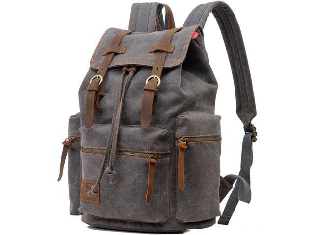 Click here for Koolehaoda Vintage Canvas Backpack Leather Rucksac... prices