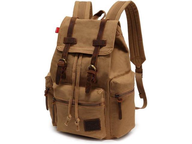 Click here for Koolehaoda Vintage Canvas Backpack Leather Rucksac... prices