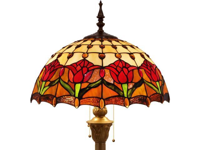 Click here for WERFACTORY Tiffany Floor Lamp Red Amber Tulip Flow... prices
