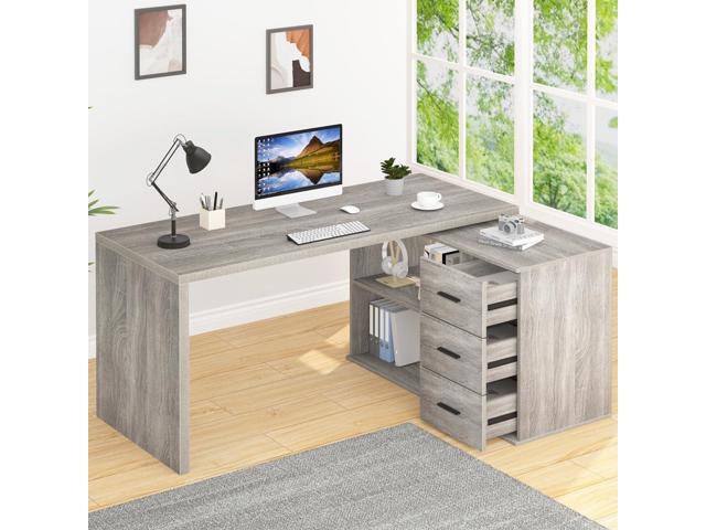 Click here for HSH 360° Rotating L Shaped Computer Desk with 3 Dr... prices