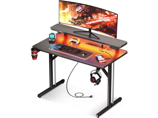 Click here for MOTPK Small Gaming Desk with LED Lights & Power Ou... prices