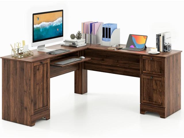Click here for Tangkula L-Shaped Office Desk with Storage Drawers... prices