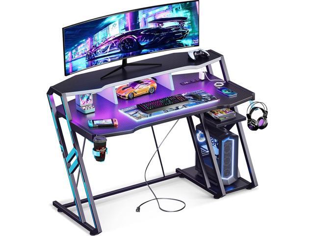 Click here for MOTPK Gaming Desk with Power Outlet & LED Lights... prices