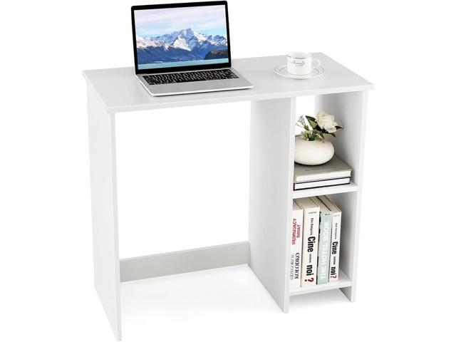 Click here for Tangkula Small White Desk with Shelves  Compact De... prices