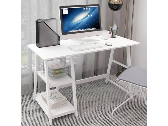 Click here for Natwind 47 White Desk with 2-Tier Storage Shelves... prices