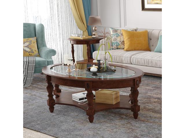 Click here for PADMA HOUSE Traditional Solid Wood Oval Coffee Tab... prices