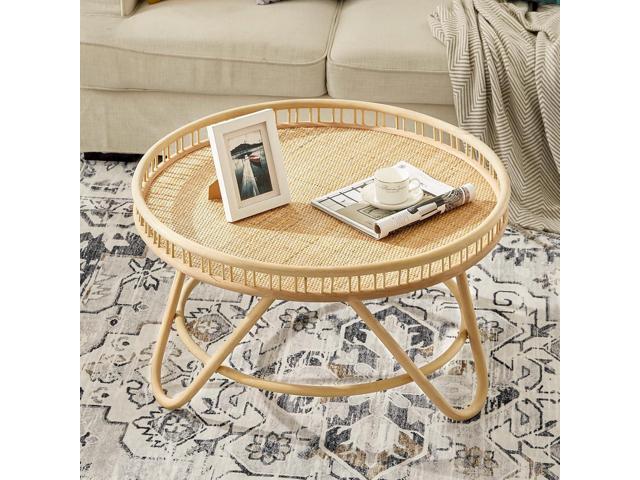 Click here for FINECASA Round Rattan Coffee Table  32 Wicker Boho... prices