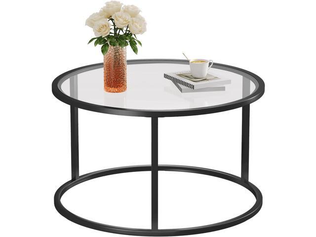 Click here for SAYGOER Round Coffee Table Glass Small Coffee Tabl... prices