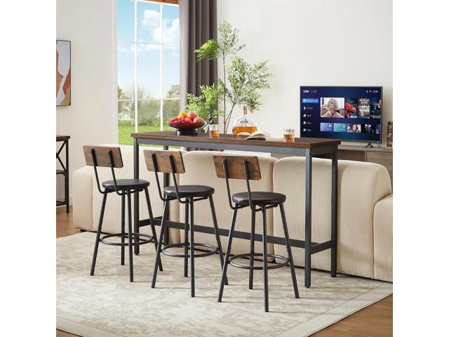 Click here for Long Bar Table Set with 3 PU Upholstered Bar Stool... prices