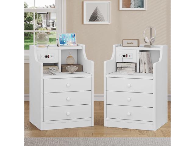 Click here for Tiptiper Nightstand Set 2  White Night Stands with... prices