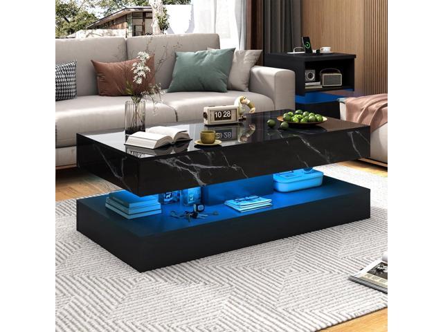 Click here for 47.2 Large High-Glossy LED Coffee Table with 2 Sli... prices