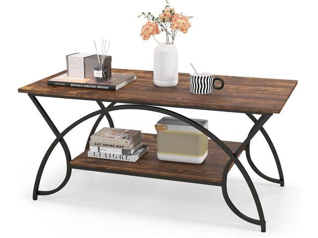 Click here for Giantex 2-Tier Rectangular Coffee Table  Wood Grai... prices