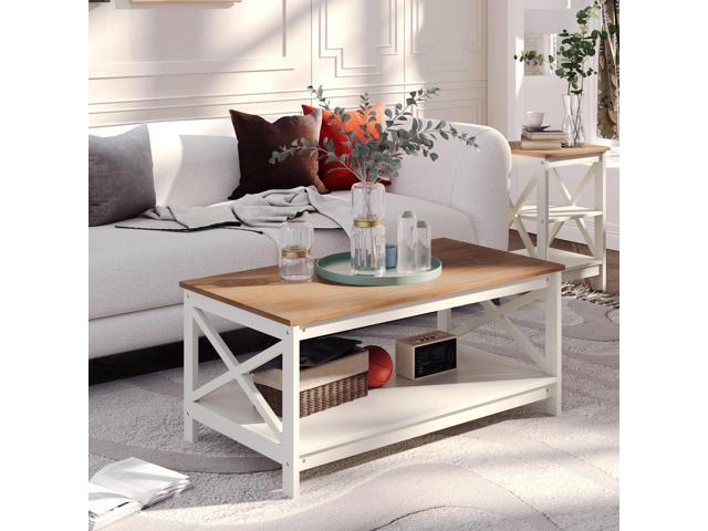 Click here for MFSTUDIO Farmhouse Coffee Table with Open Storage... prices