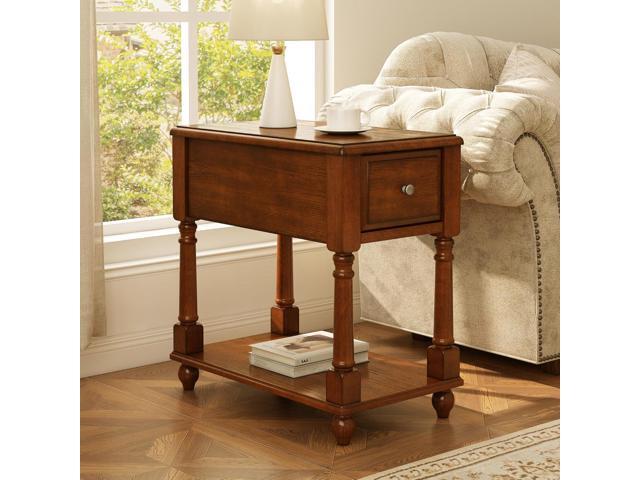 Click here for Narrow End Table with Drawer and Shelf  Solid Wood... prices