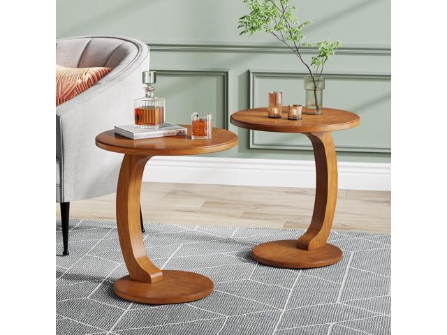 Click here for Tribesigns C-Shaped End Table Set of 2  Wooden Rou... prices