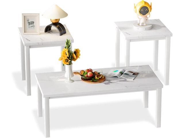 Click here for Hooseng 3 Piece Coffee Table Set  Faux Marble Tabl... prices