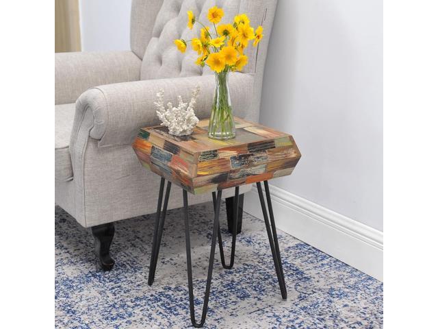 Click here for Square Reclaimed Wood Side Table Multi Color 14 x... prices