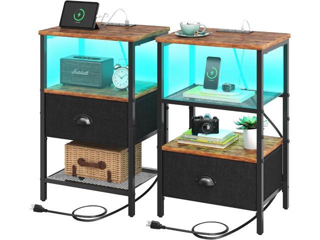 Click here for Sthmec Nightstands Set of 2  LED Bedside Tables wi... prices