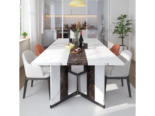 Click here for 71 Inch Dining Table for 6 People Modern White Rec... prices