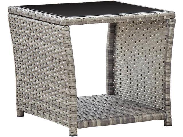 Click here for vidaXL Poly Rattan Coffee Table Gray Glass Top/Low... prices