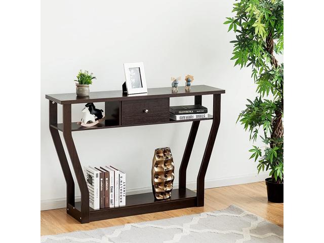 Click here for 3 Tiers Console Table with Drawer  47 Wooden Accen... prices