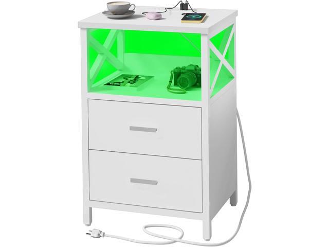 Click here for LED Nightstand with Charging Station  Side Table w... prices