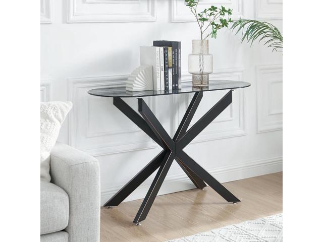 Click here for Modern Glass Oval Console Table  Entryway Hallway... prices
