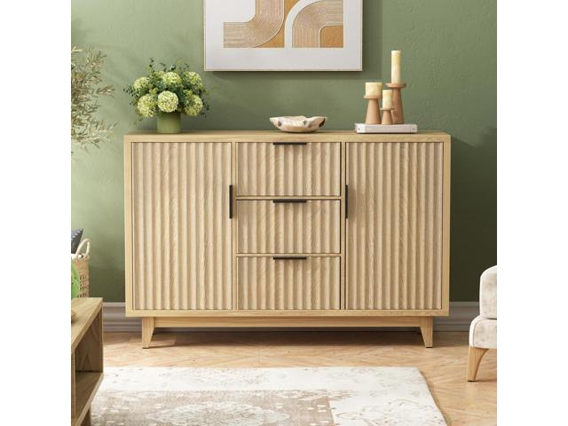 Click here for 47.2 W Storage Cabinet with 3 Drawers  Fluted Buff... prices