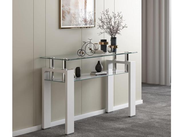 Click here for 47 Inch Rectangle Console Table Tempered Glass Sof... prices
