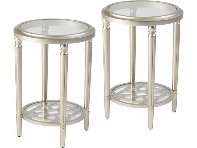 Click here for Set of 2 Modern Round Side Table  Champagne Temper... prices