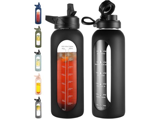Click here for CIVAGO 40 oz Glass Water Bottle with Straw and Han... prices