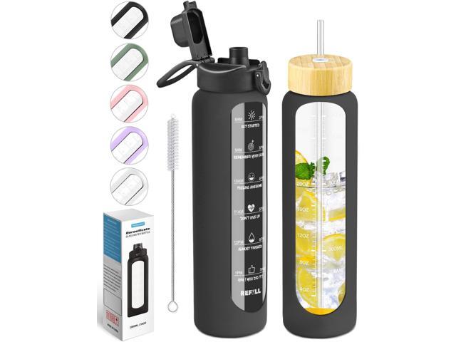 Click here for Nefeeko 32 oz Glass Water Bottles with Straw  Time... prices