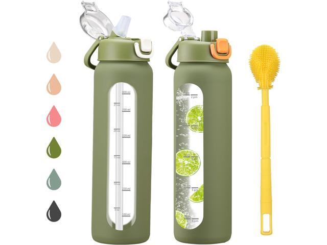 Click here for 32 oz Glass Water Bottles with 2 Lids-Handle Spout... prices