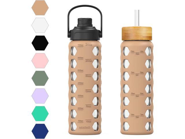 Click here for MUKOKO 24oz Glass Water Bottle with 2 Lids-Handle... prices