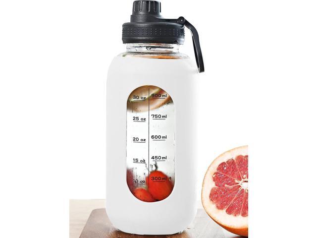 Click here for 40oz Glass Water Bottle with Handle Lid Time Marke... prices