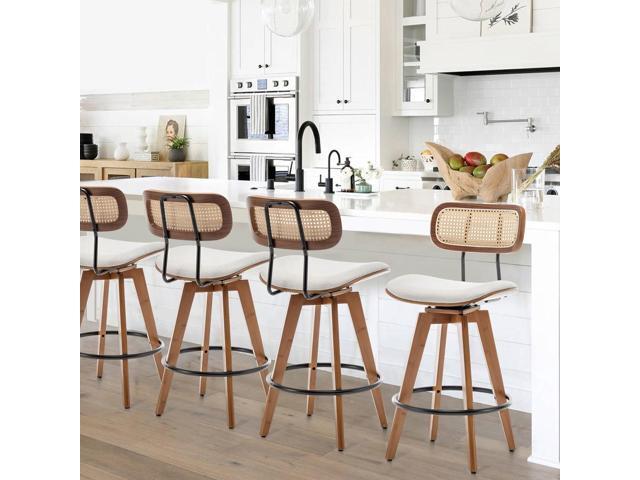Click here for 26 Rattan Bar Stools Set of 4  Beige Linen Fabric... prices