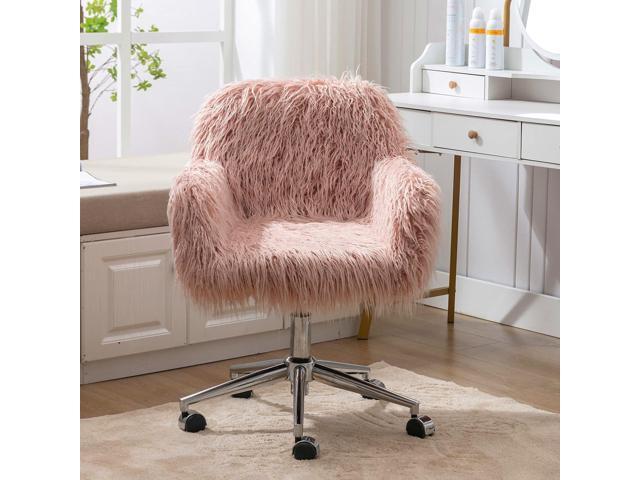 Click here for SSLine Faux Fur Vanity Chair Elegant Pink Furry Ma... prices