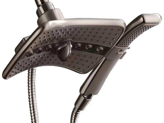 Click here for BRIGHT SHOWERS Brushed Nickel Dual Shower Head Com... prices