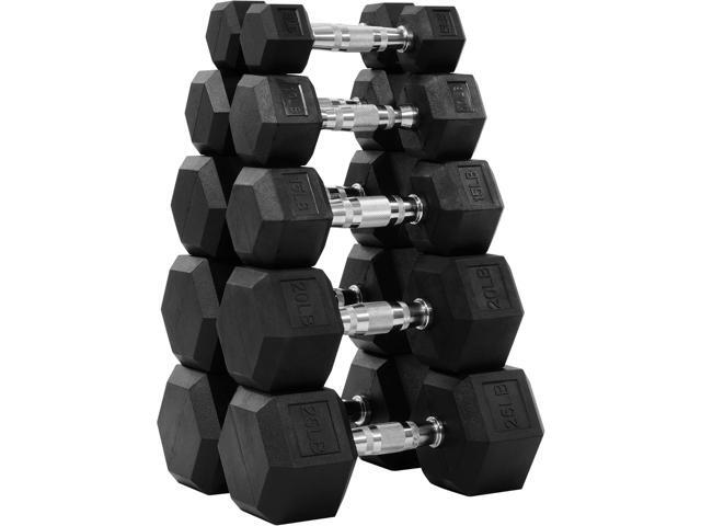 Click here for Fitvids Rubber Encased Hex Dumbbell Set Contoured... prices