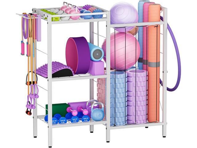 Click here for 3 Tiers Dumbbells Yoga Mat Storage Rack with Elast... prices