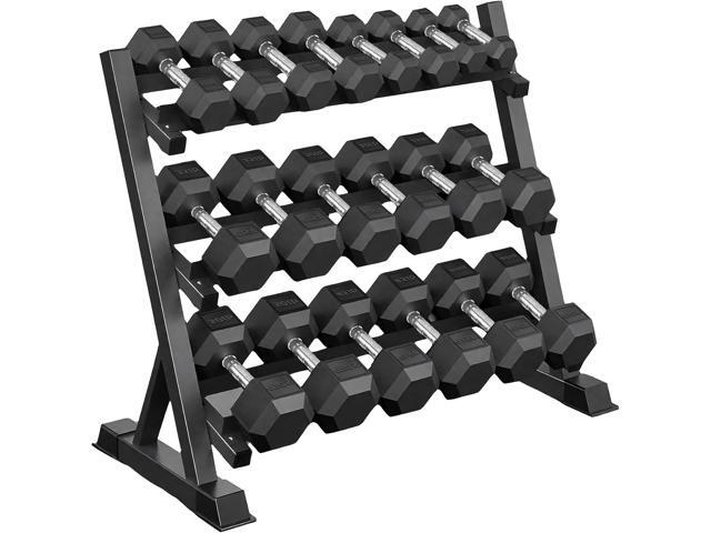Click here for Rubber Hex Dumbbells with Rack 350/450/550 LBS - F... prices