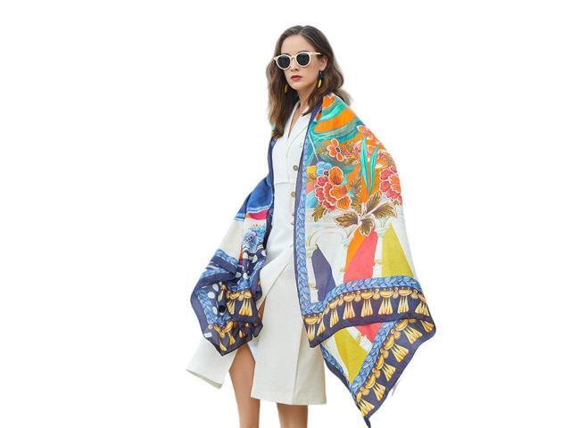 Click here for Anyyou 100 Mulberry Silk Blue Long Scarf Blanket S... prices