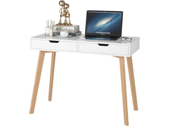 Click here for FOTOSOK White Computer Writing Desk with 2 Drawers... prices