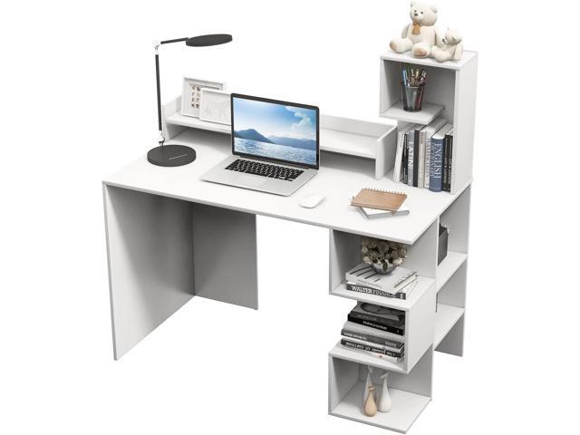 Click here for Tangkula White Desk with Storage Bookshelf & Hutch... prices