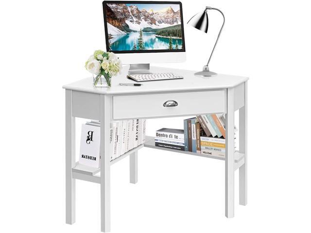 Click here for Tangkula White Corner Desk with Drawer  Storage Sh... prices